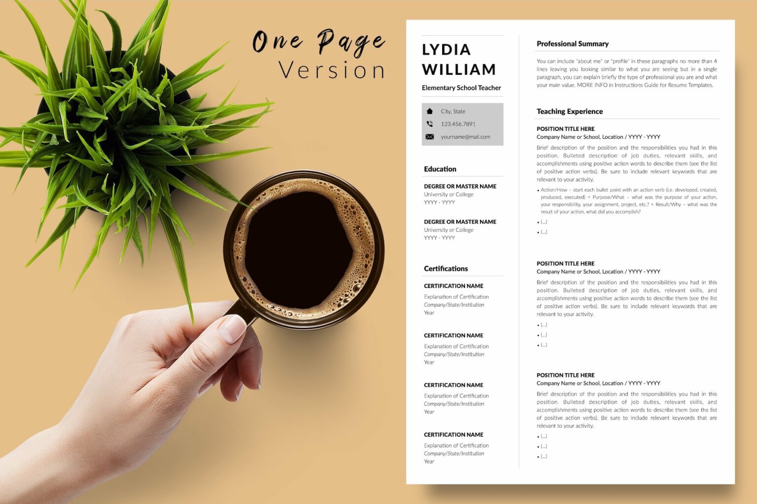 High School Teacher Resume Template / CV - Lydia – MasterBundles