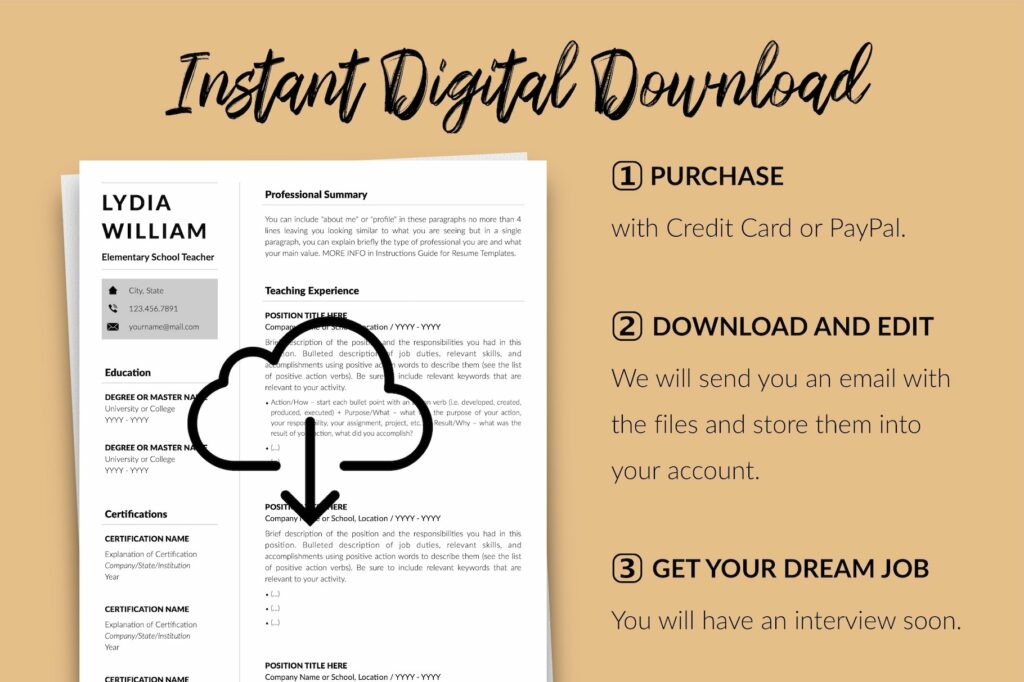 High School Teacher Resume Template / CV - Lydia – MasterBundles