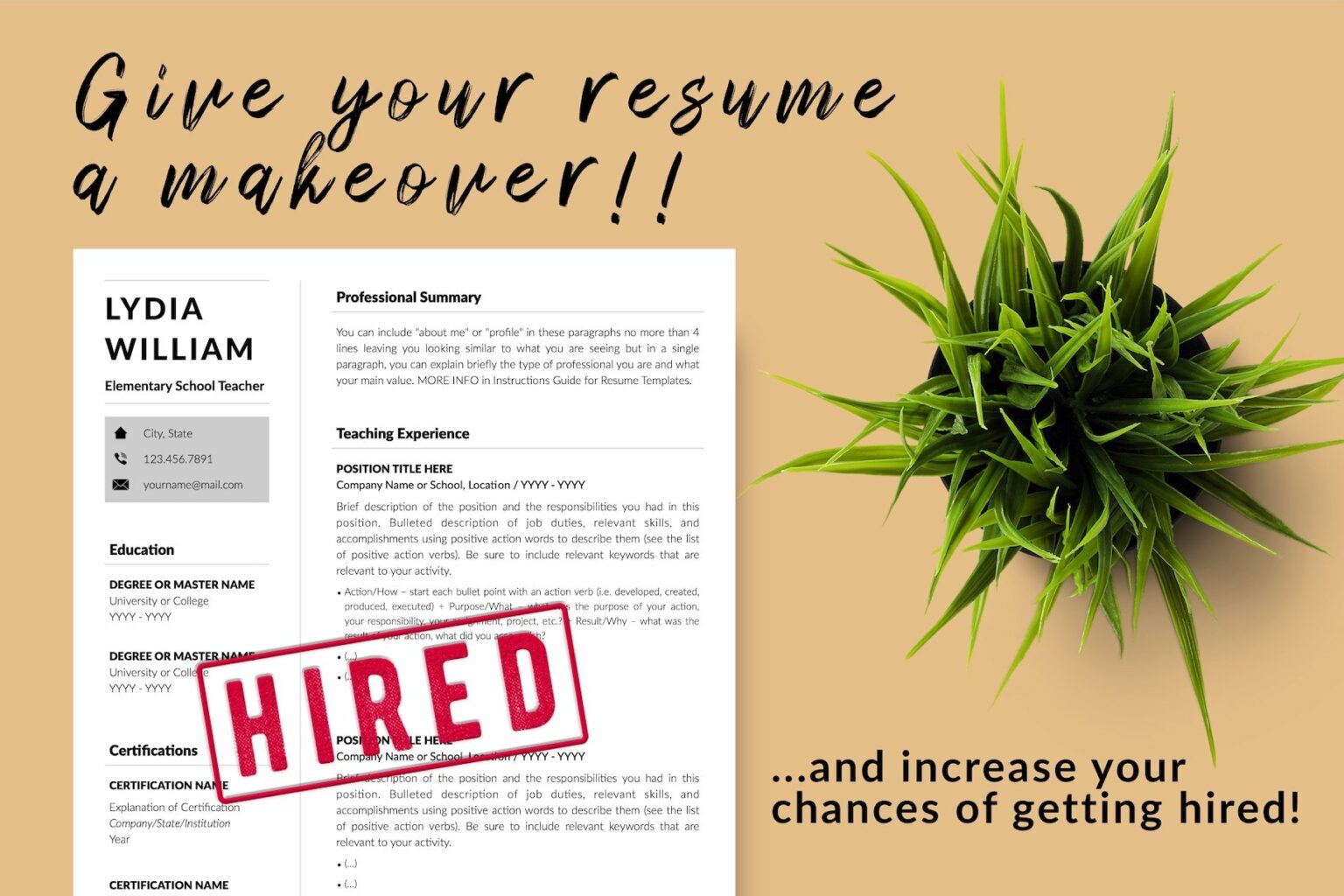 High School Teacher Resume Template / CV - Lydia – MasterBundles