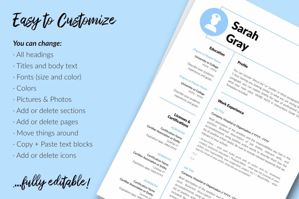Nurse CV Bundle / Resume - Sarah – MasterBundles