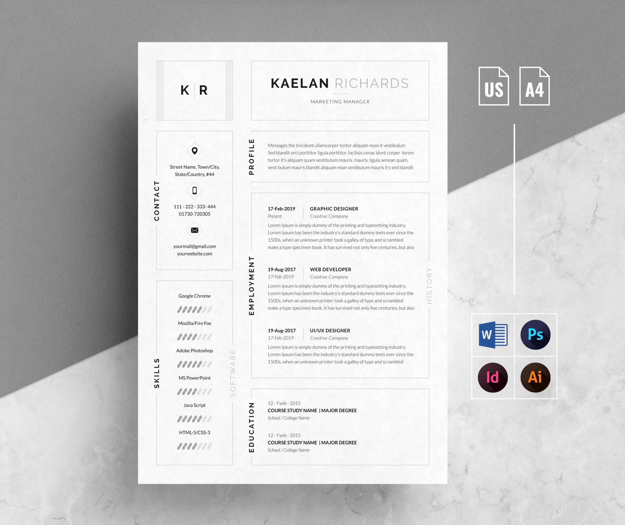 Resume Template Word | Clean Resume – MasterBundles