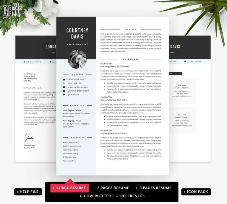 3 Pages Resume template CV Template – MasterBundles