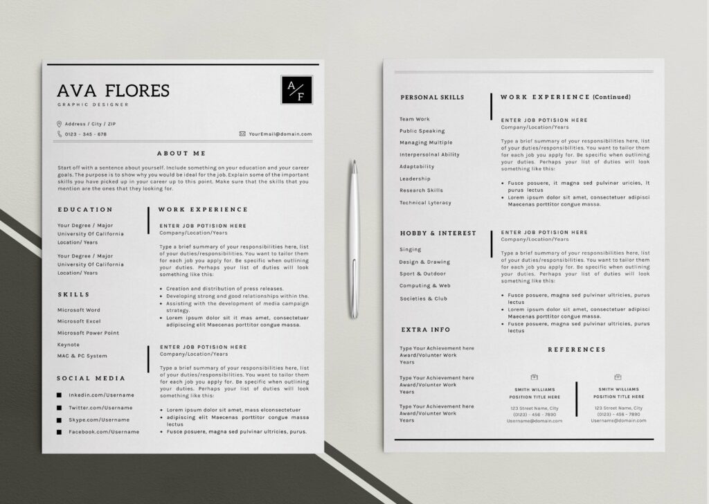Clear Resume/CV Template-11 – MasterBundles