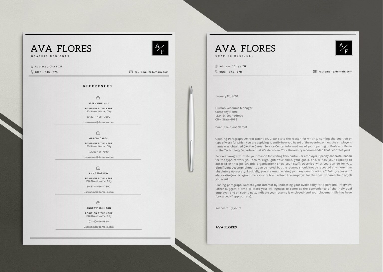 Clear Resume/CV Template-11 – MasterBundles