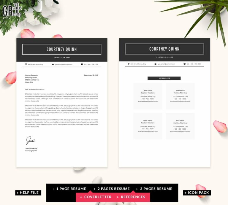 3 Page Professional Resume template – MasterBundles