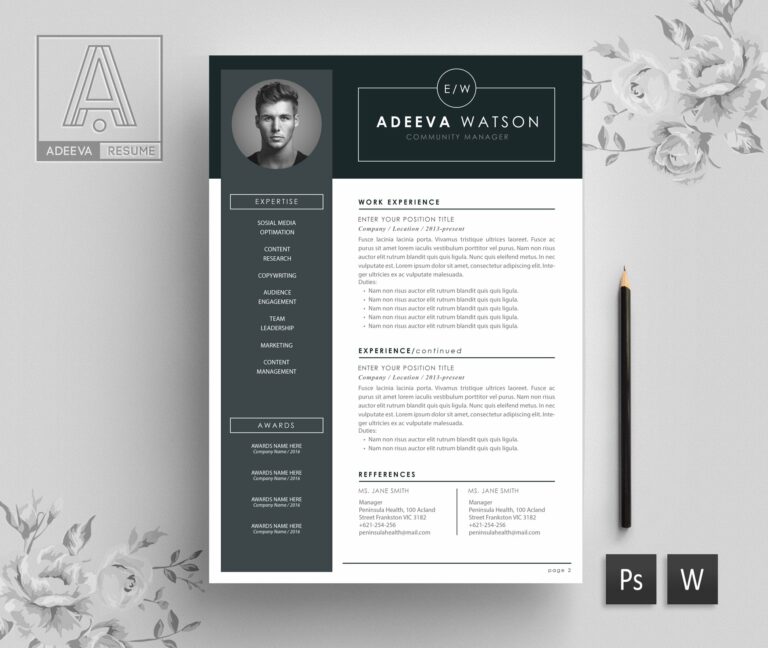 Professional Resume Template Watson – MasterBundles