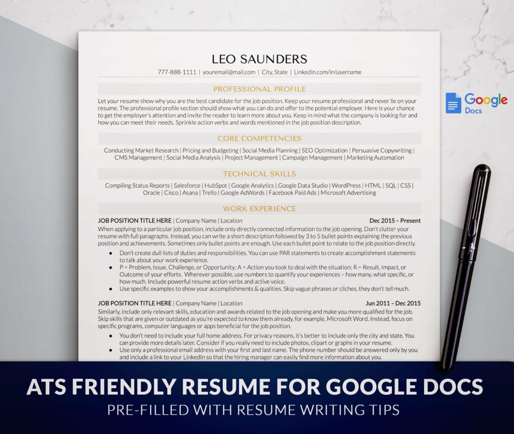Modern Resume Template Google Docs – MasterBundles