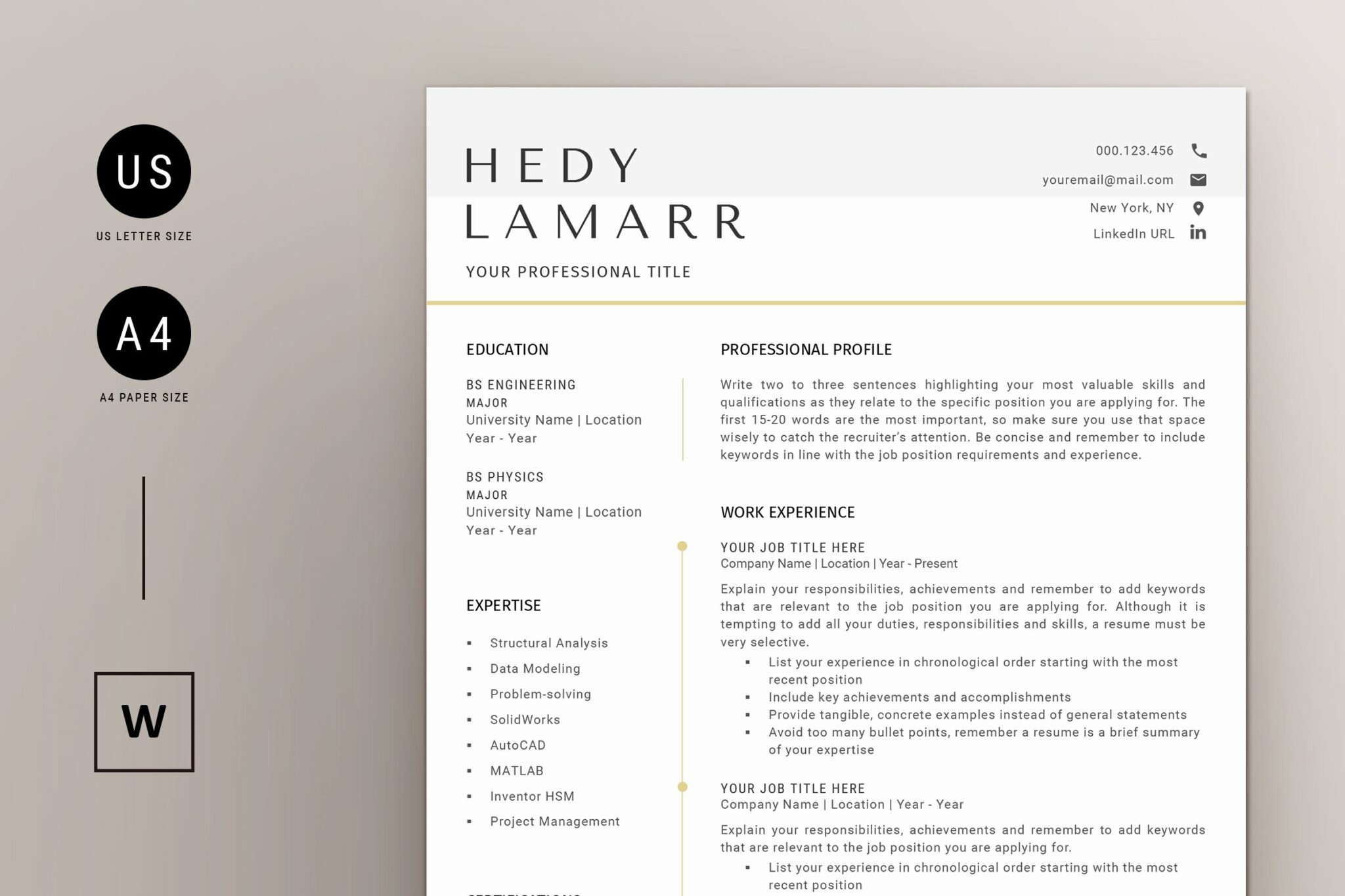 Engineer Resume & Cover Letter -Word – MasterBundles