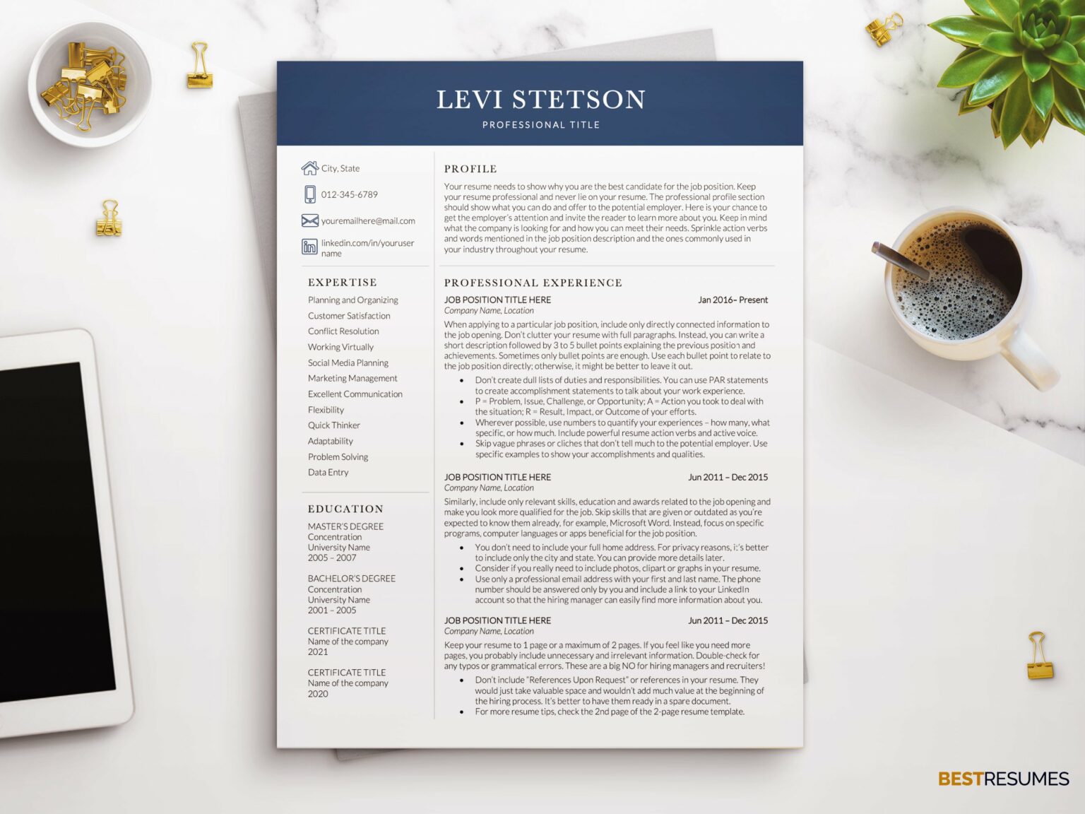 Clean Modern Resume Template Word – MasterBundles