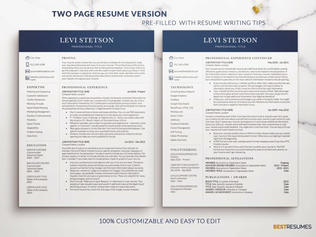Clean Modern Resume Template Word – MasterBundles