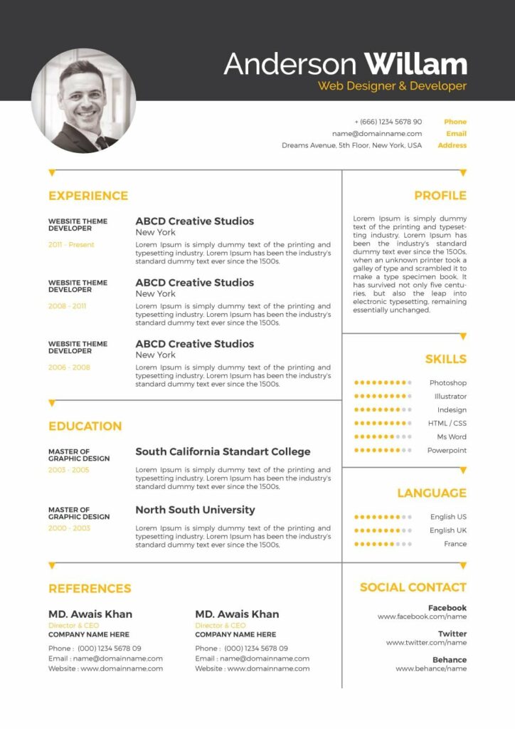 Resume CV with Word & PPT – MasterBundles