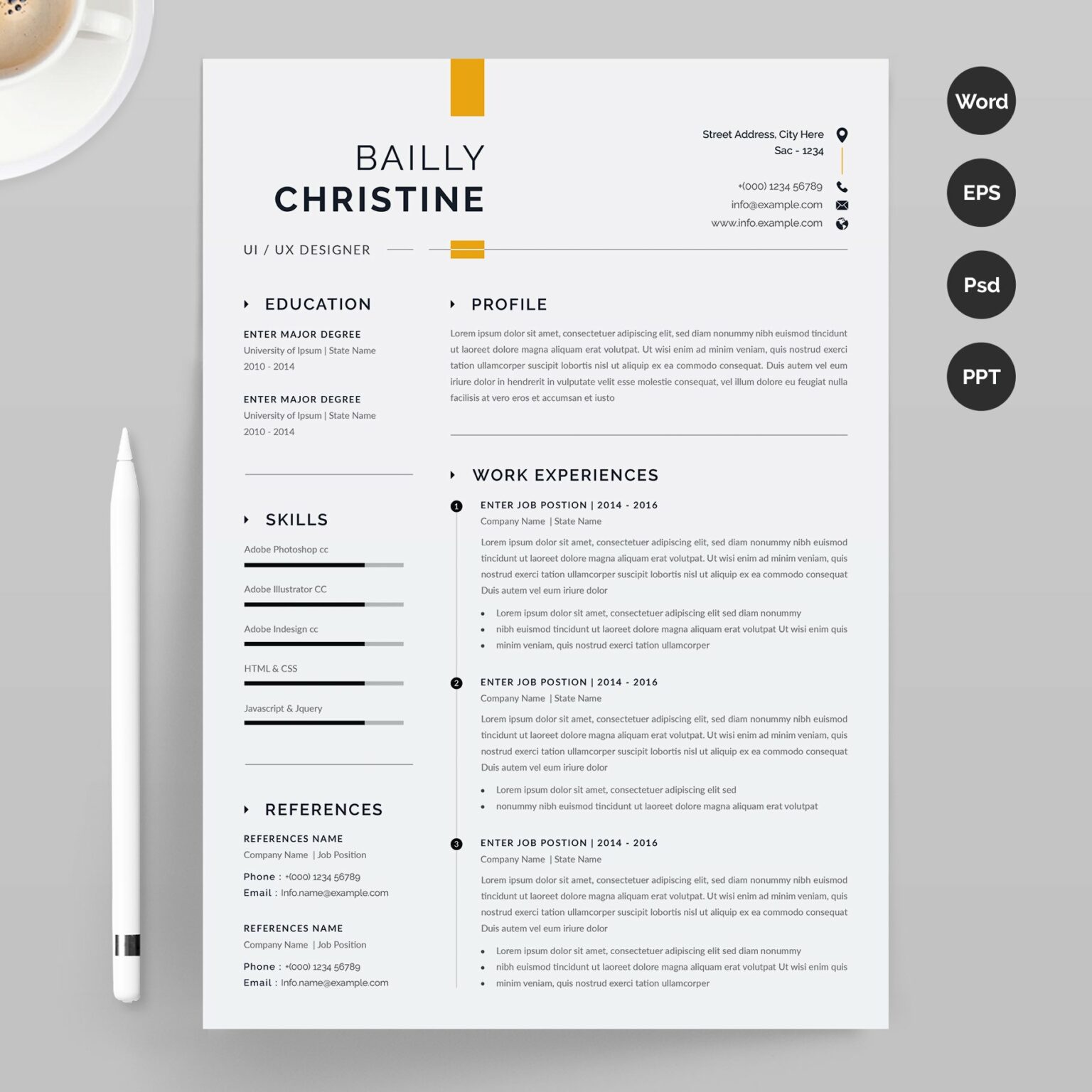 Minimal Resume / CV Template – MasterBundles