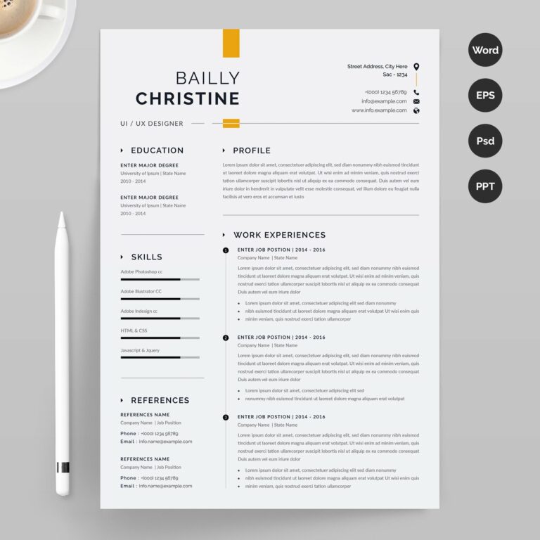Minimal Resume / CV Template – MasterBundles