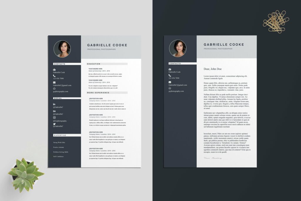Resume/CV Template | Gabrielle Cooke – MasterBundles