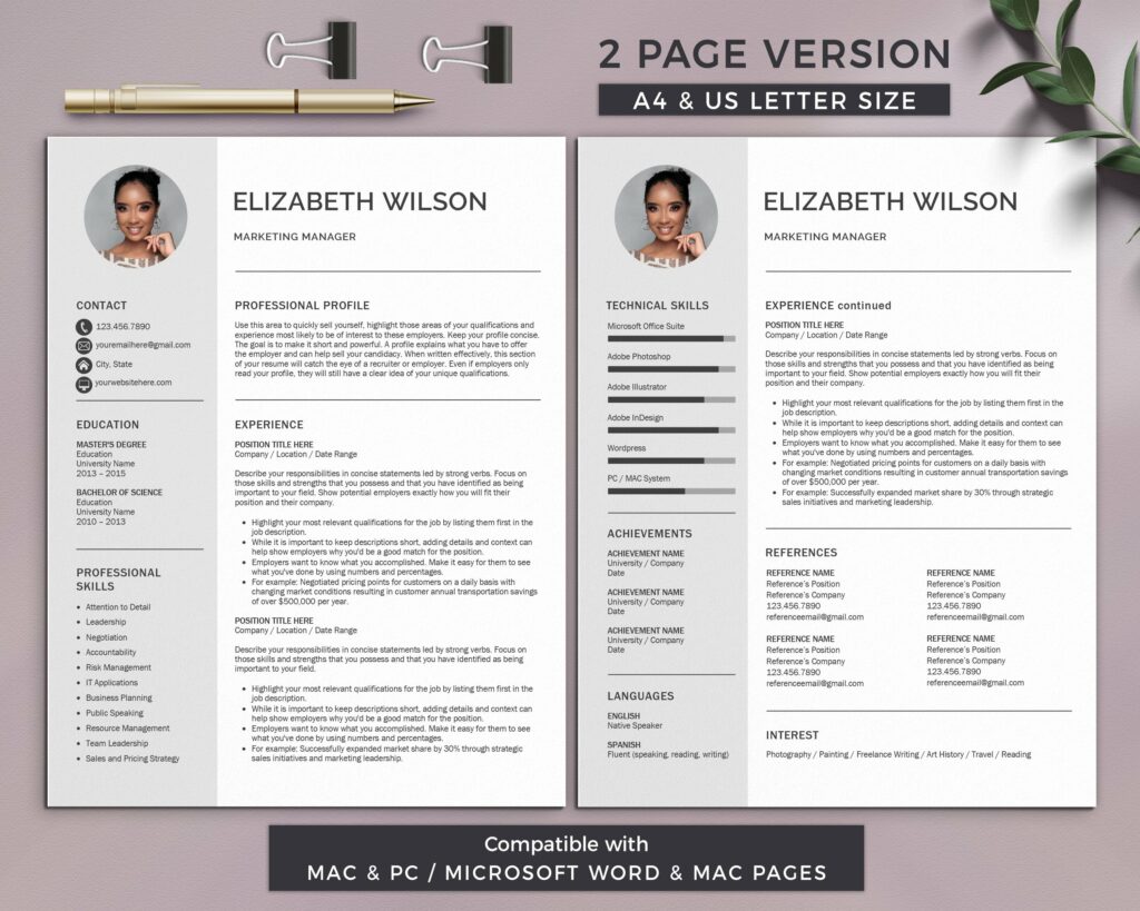 Resume - CV Template with Photo – MasterBundles
