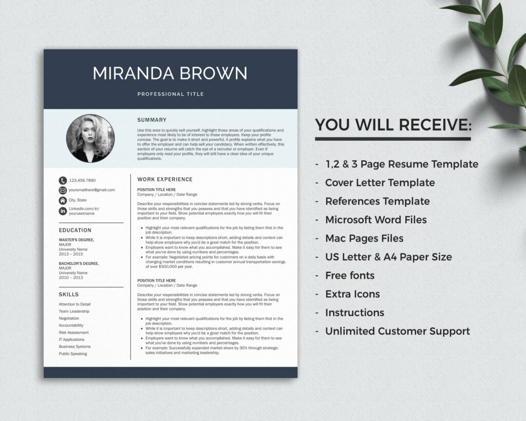 Resume with Photo / CV Template – MasterBundles