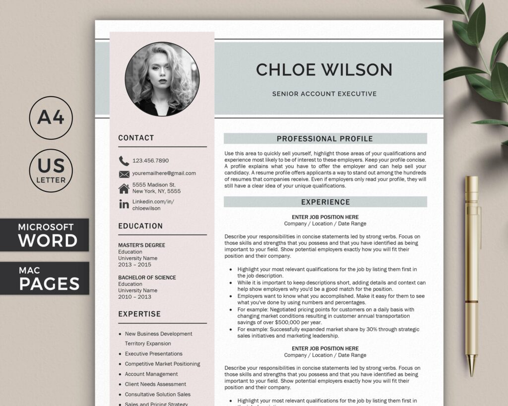 Modern Resume Template Word – MasterBundles
