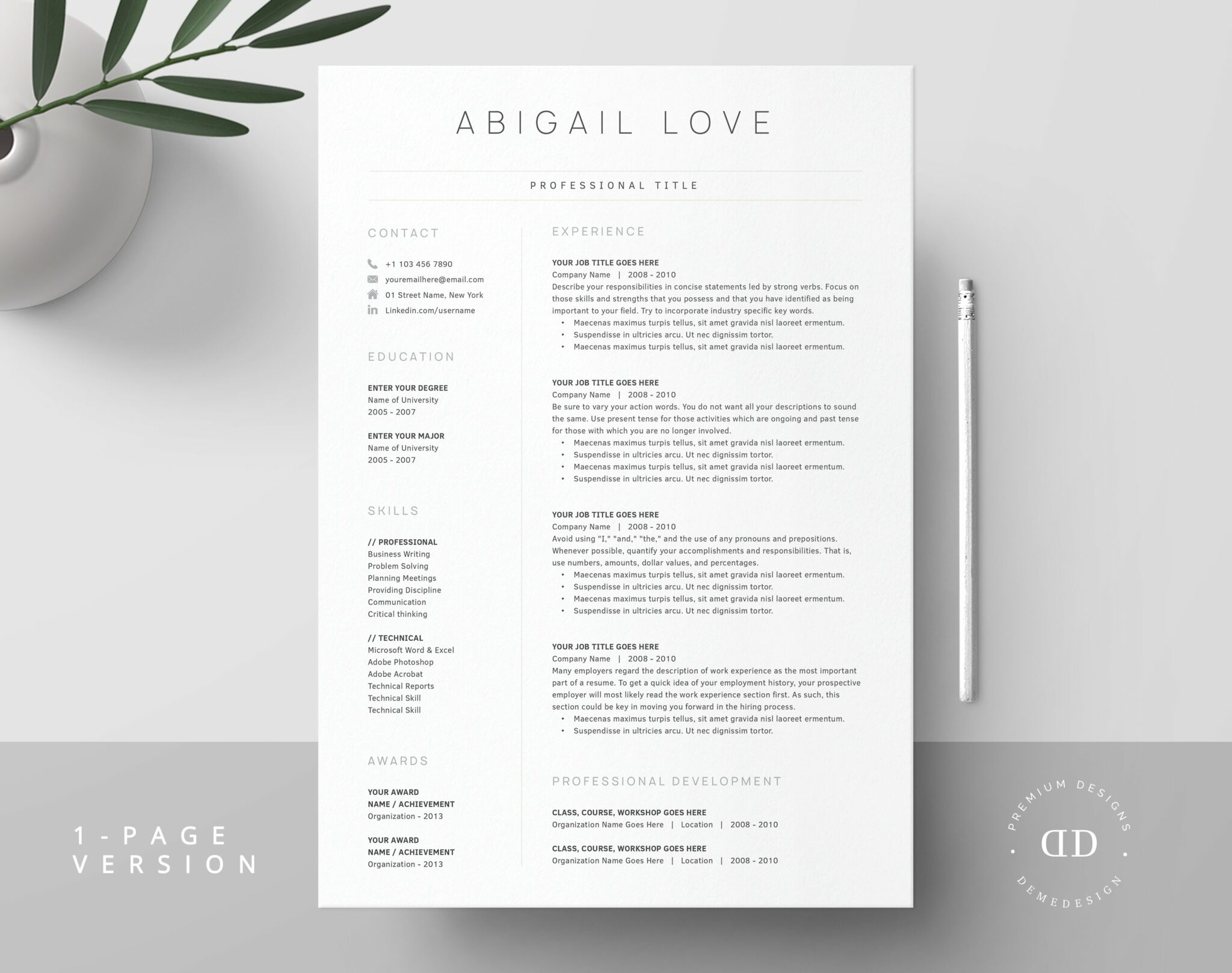 Clean Resume Pack | Word, Pages – MasterBundles