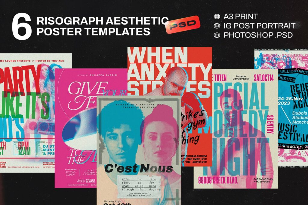 Risograph Poster Templates – MasterBundles