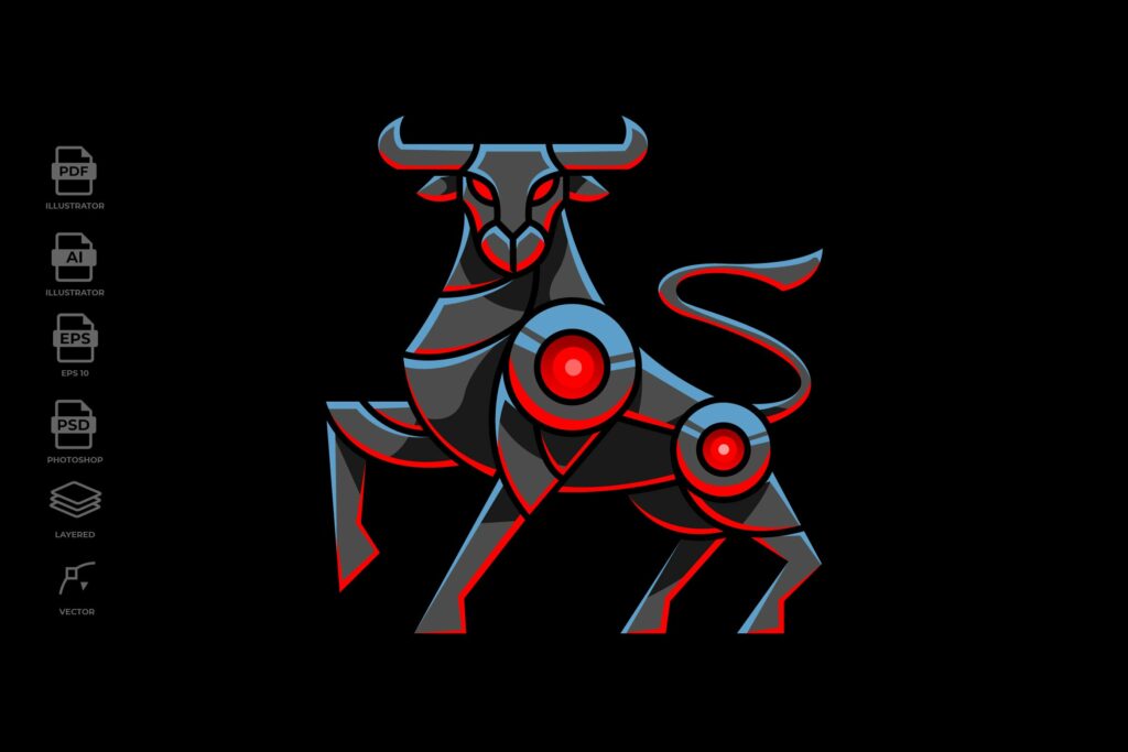 Modern Mecha Robotic Bull Logo – MasterBundles