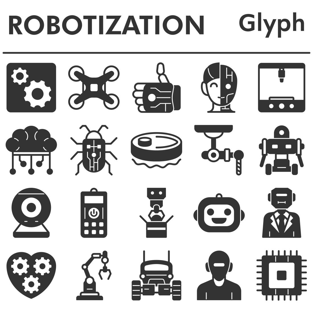 Set, robotization icons set_1 - MasterBundles