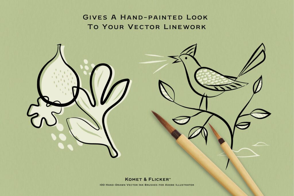 100 Hand-Drawn Vector Ink Brushes – MasterBundles