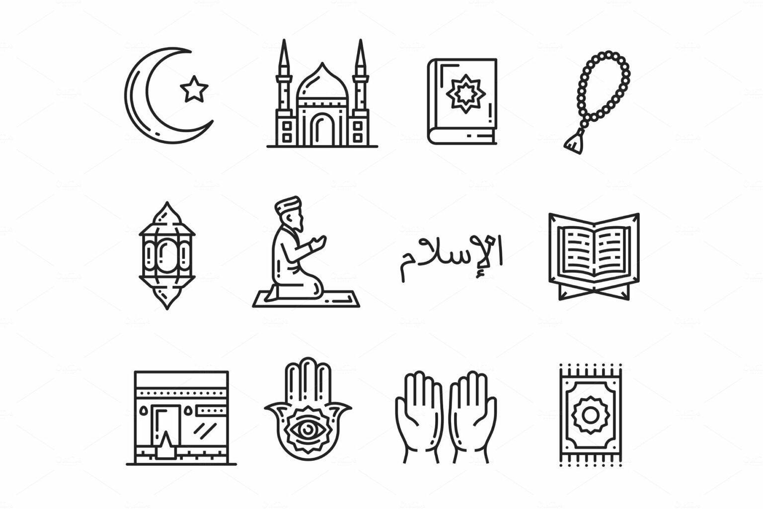 Muslim religion holy culture icons – MasterBundles