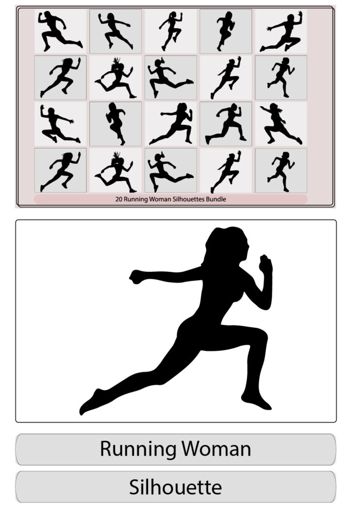 Running woman side view vector silhouette,Young running woman,Running ...