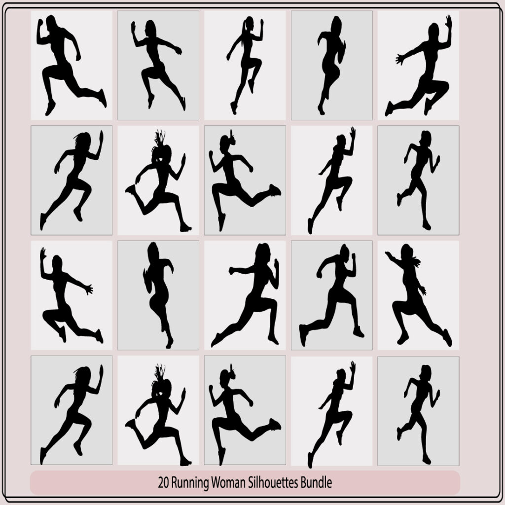 Running woman side view vector silhouette,Young running woman,Running ...