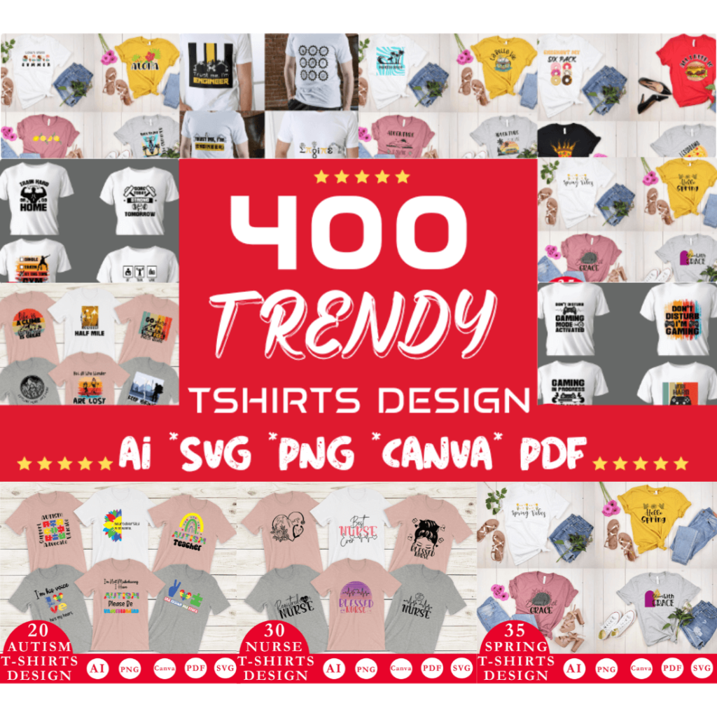 400 Trendy Tshirt Design Bundle - MasterBundles