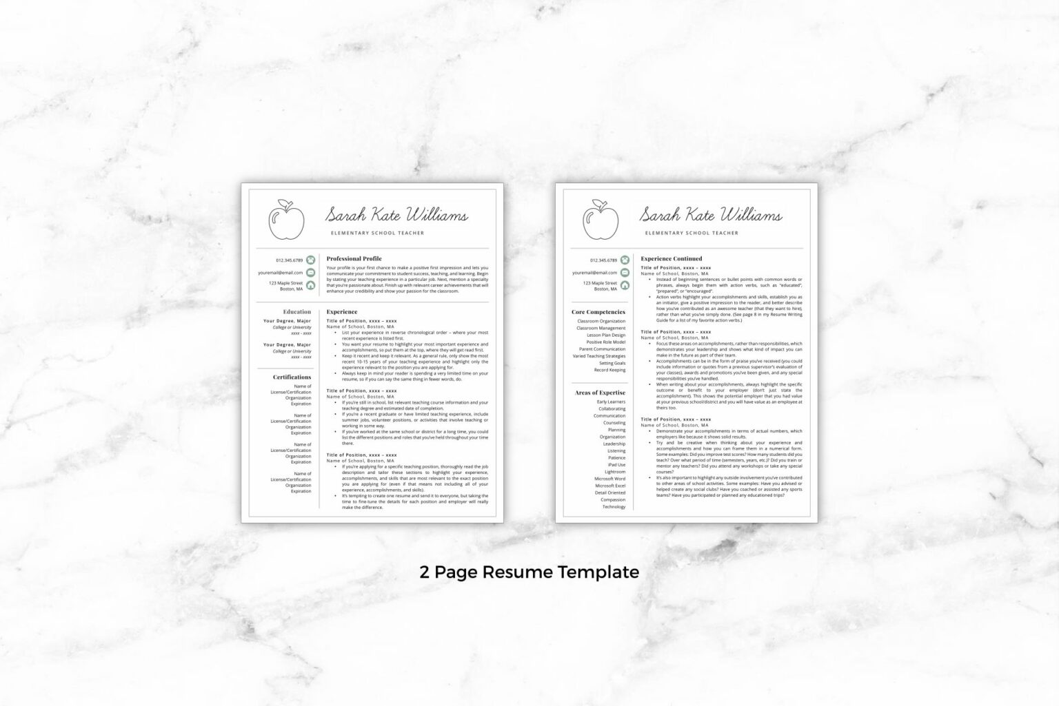 Preschool Teacher Resume/CV Template - Sarah – MasterBundles