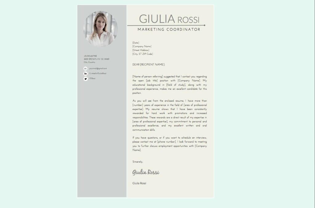 Giulia Rossi Resume Template + Cover – MasterBundles