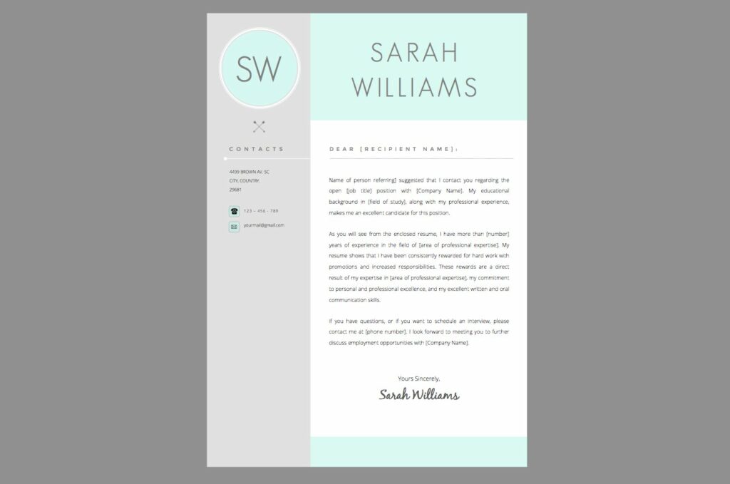 Resume Template + Cover Letter WORD – MasterBundles