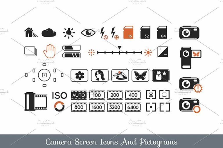 Camera screen icons and pictograms – MasterBundles