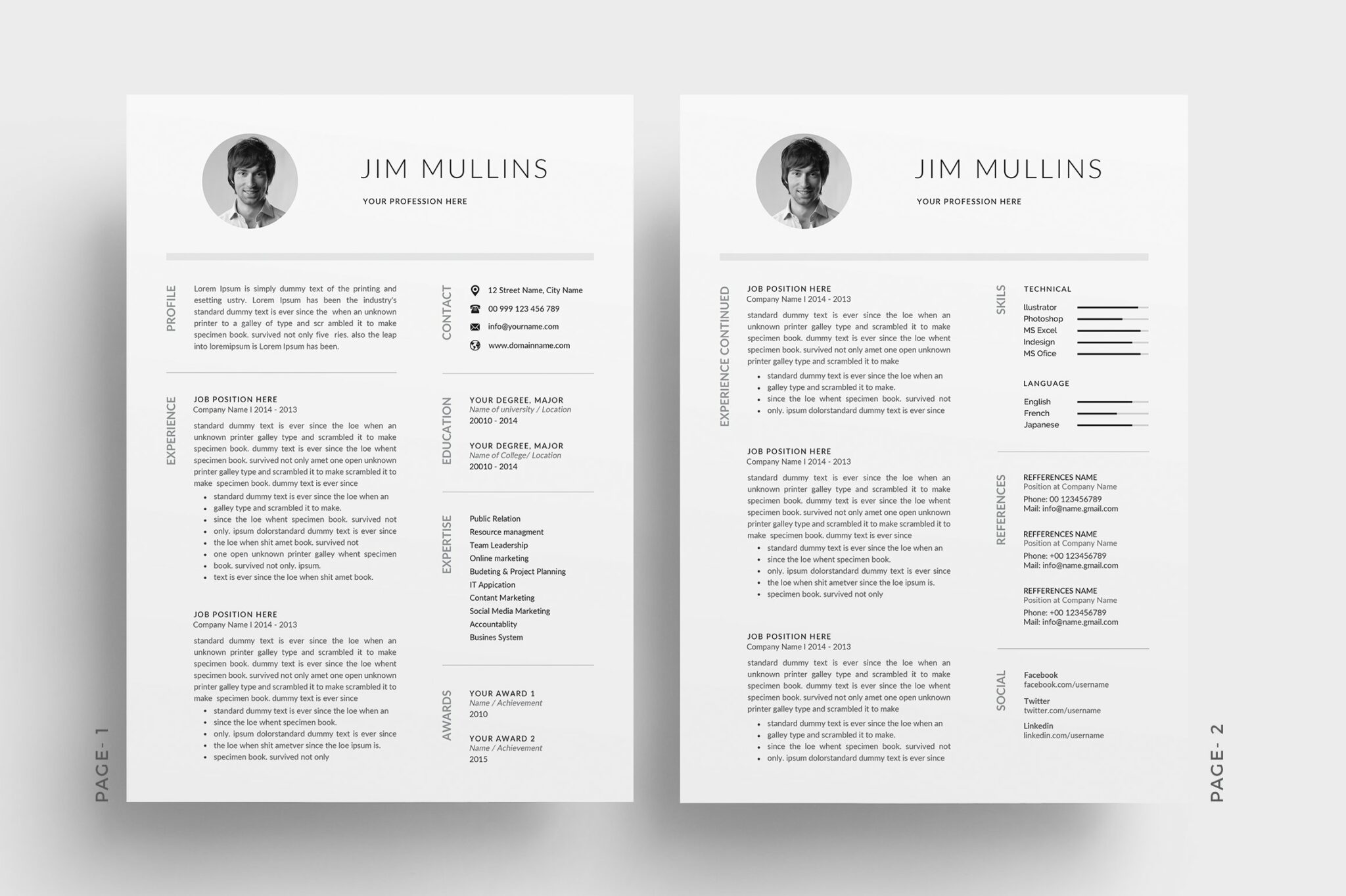 Resume/CV Template (3 Pages) – MasterBundles