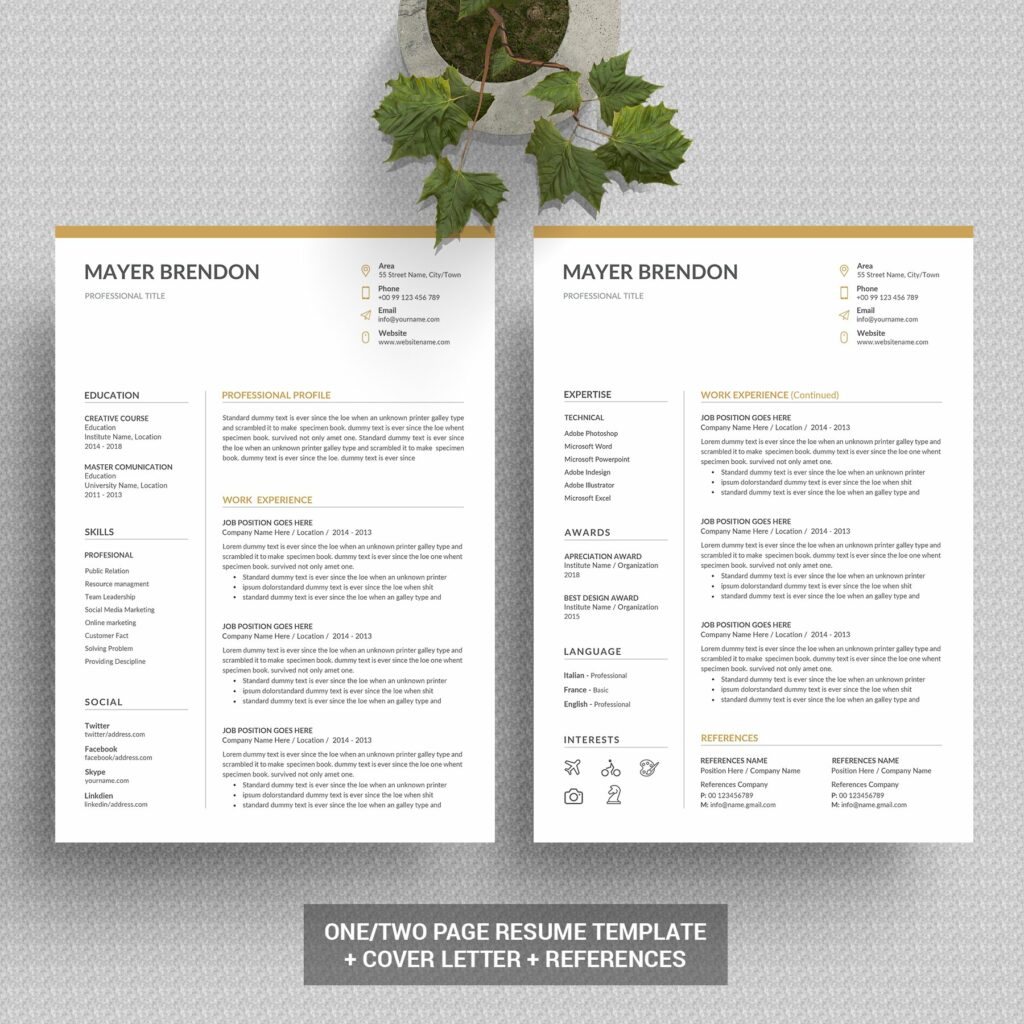 Resume/CV - 4 Page – MasterBundles