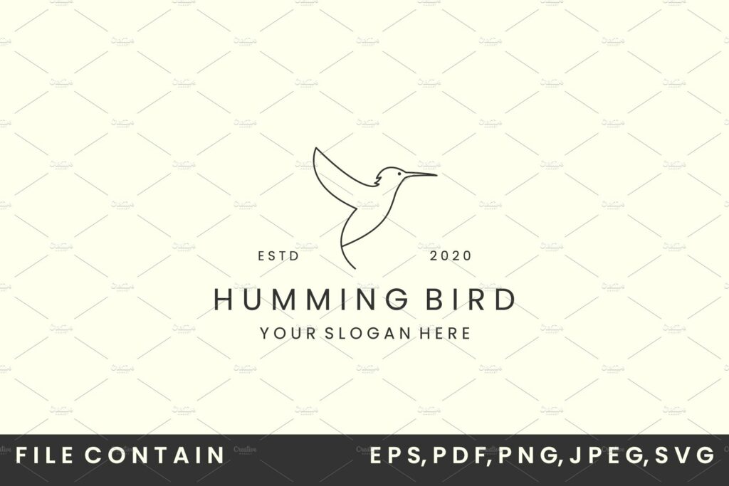 linear humming bird logo vector – MasterBundles