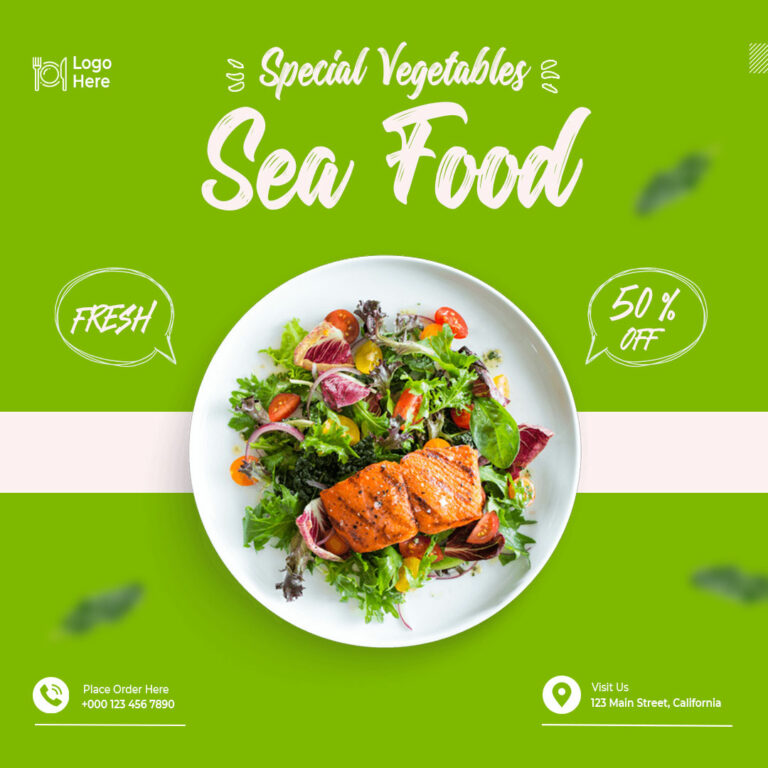 Two Green Food Menu Social Media Posts And Instagram Banner Templates ...