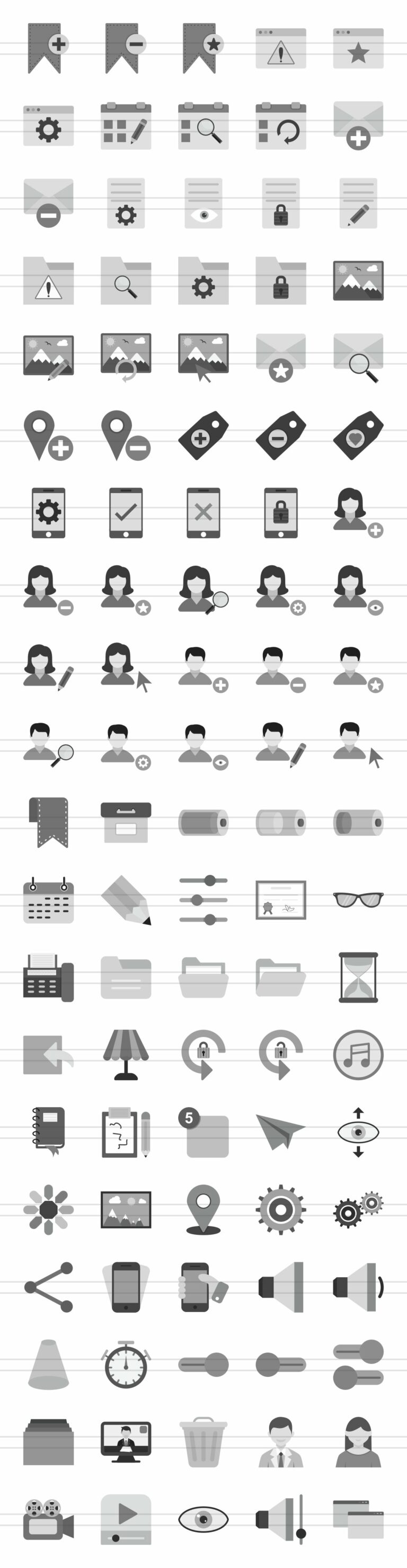 100 App & Web Interface Grey Icons – MasterBundles