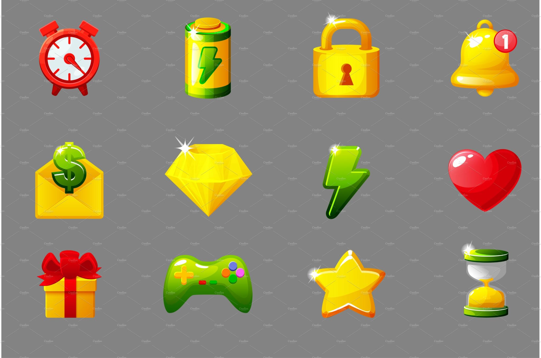 Set of game icons for UI. GUI – MasterBundles