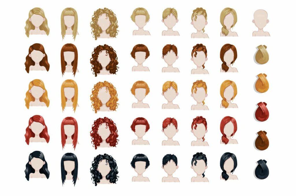 Female trendy hairstyle avatars set – MasterBundles