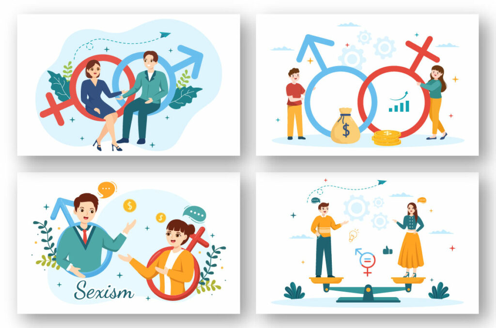 12 Sexism Men and Women Illustration - MasterBundles