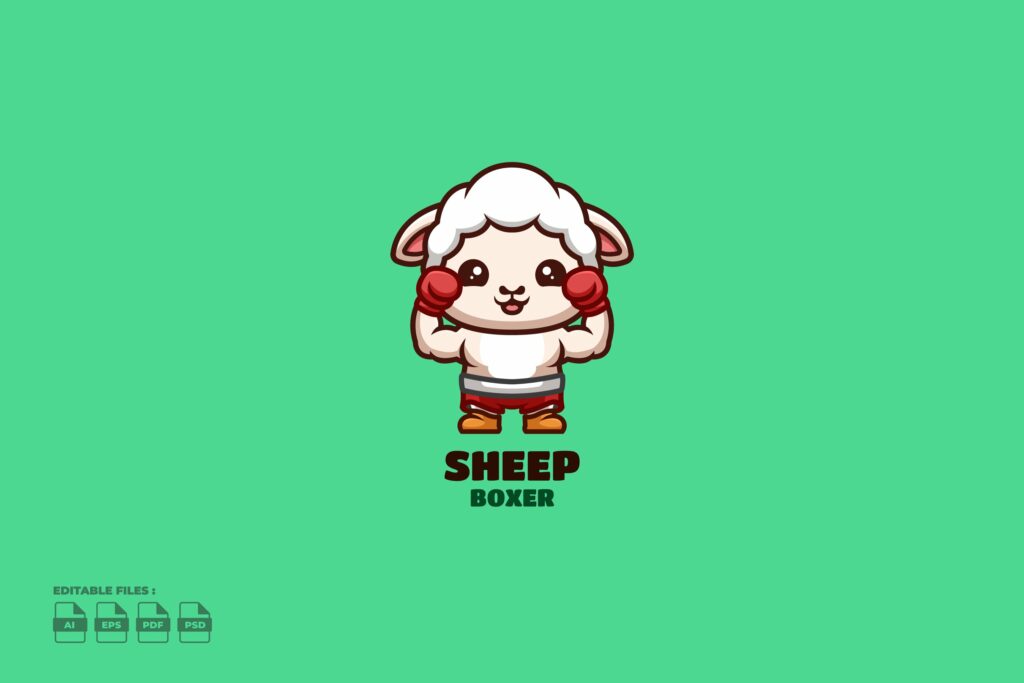Boxer Sheep Cute Mascot Logo – MasterBundles