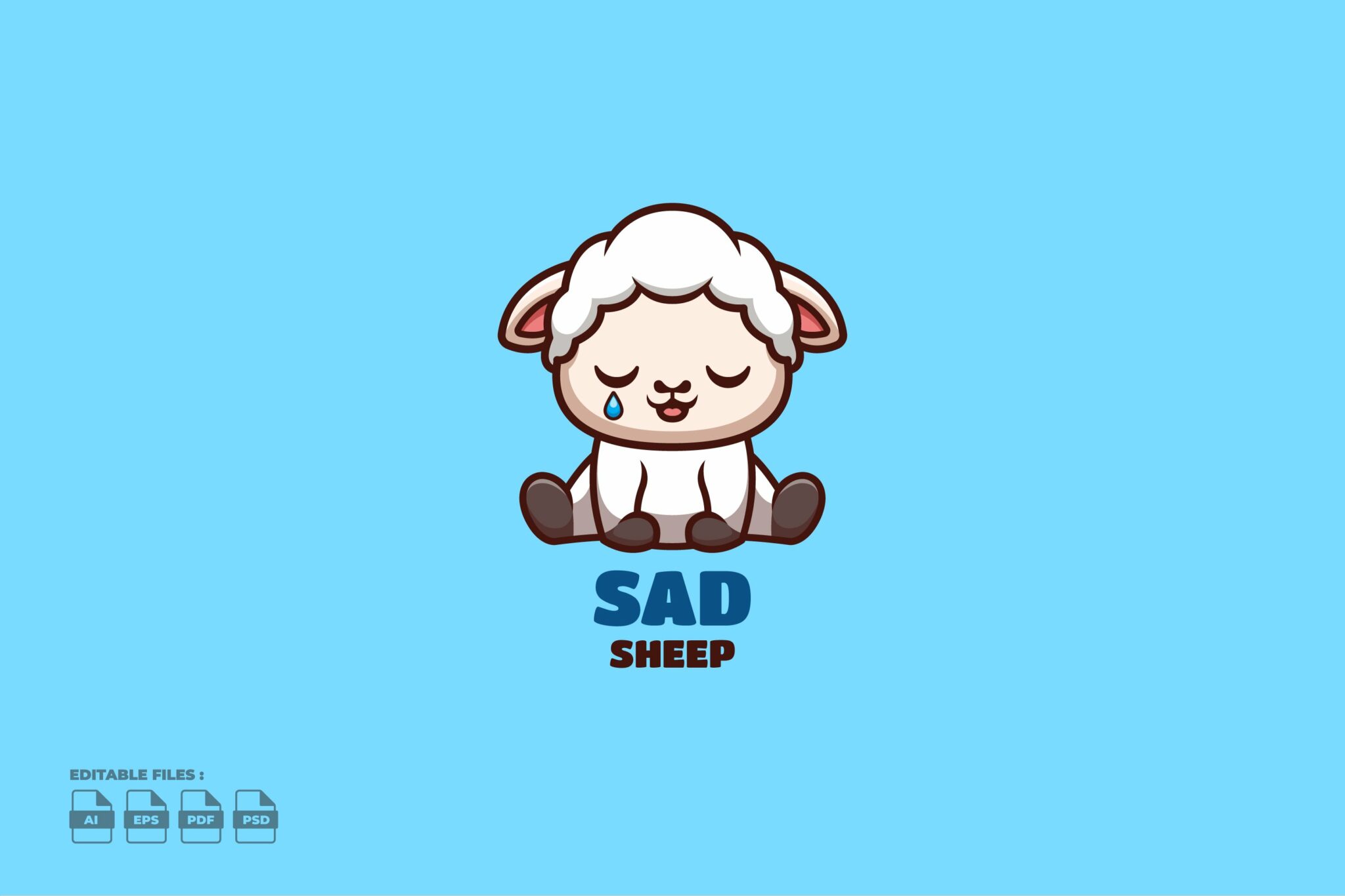 Sad Sheep Cute Mascot Logo – MasterBundles