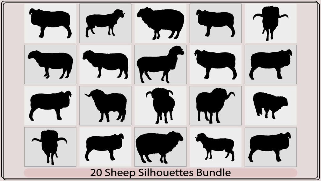 Sheep Silhouette,Sheep Icon,Sheep silhouette with standing pose,Lamb or ...