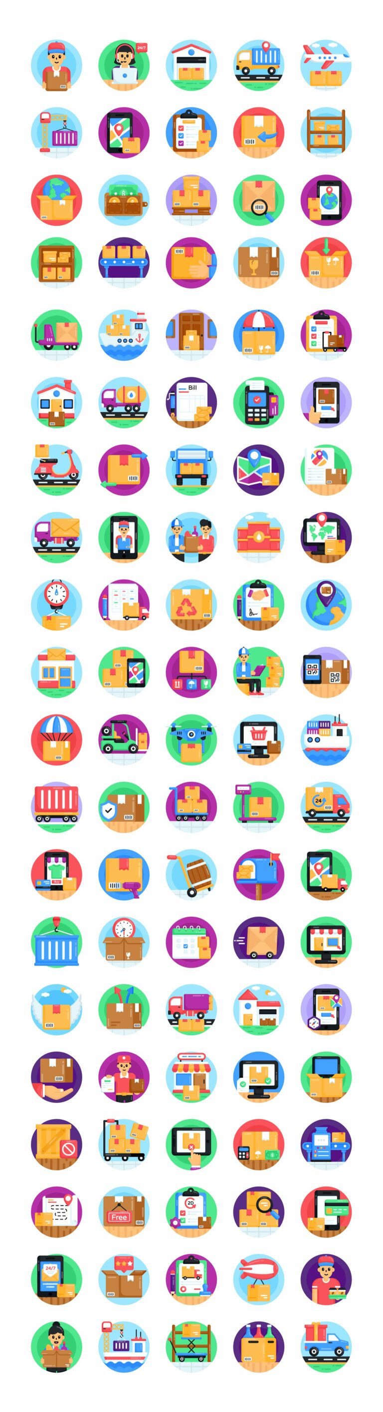 Logistics Icons - 100 flat Vector – MasterBundles