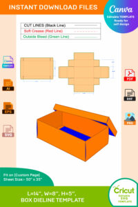 Shoe Box, Dieline Template, SVG, EPS, PDF, DXF, Ai, PNG, JPEG ...