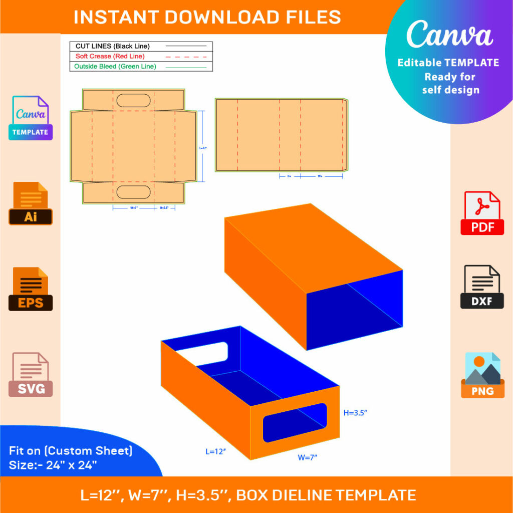 Shoe Box, Match Box Dieline Template Ai, EPS, PDF, SVG, JPG, DXF, PNG ...