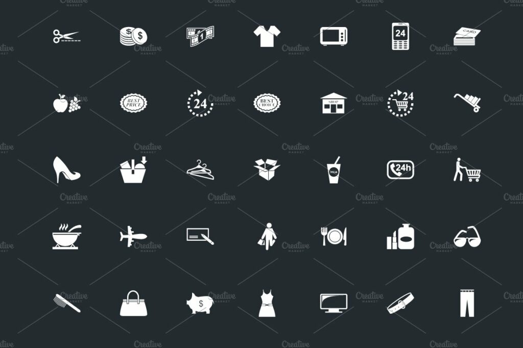 100+ Shopping Vector Icons Pack – MasterBundles
