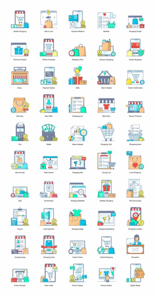 Shopping linear icons pack – MasterBundles